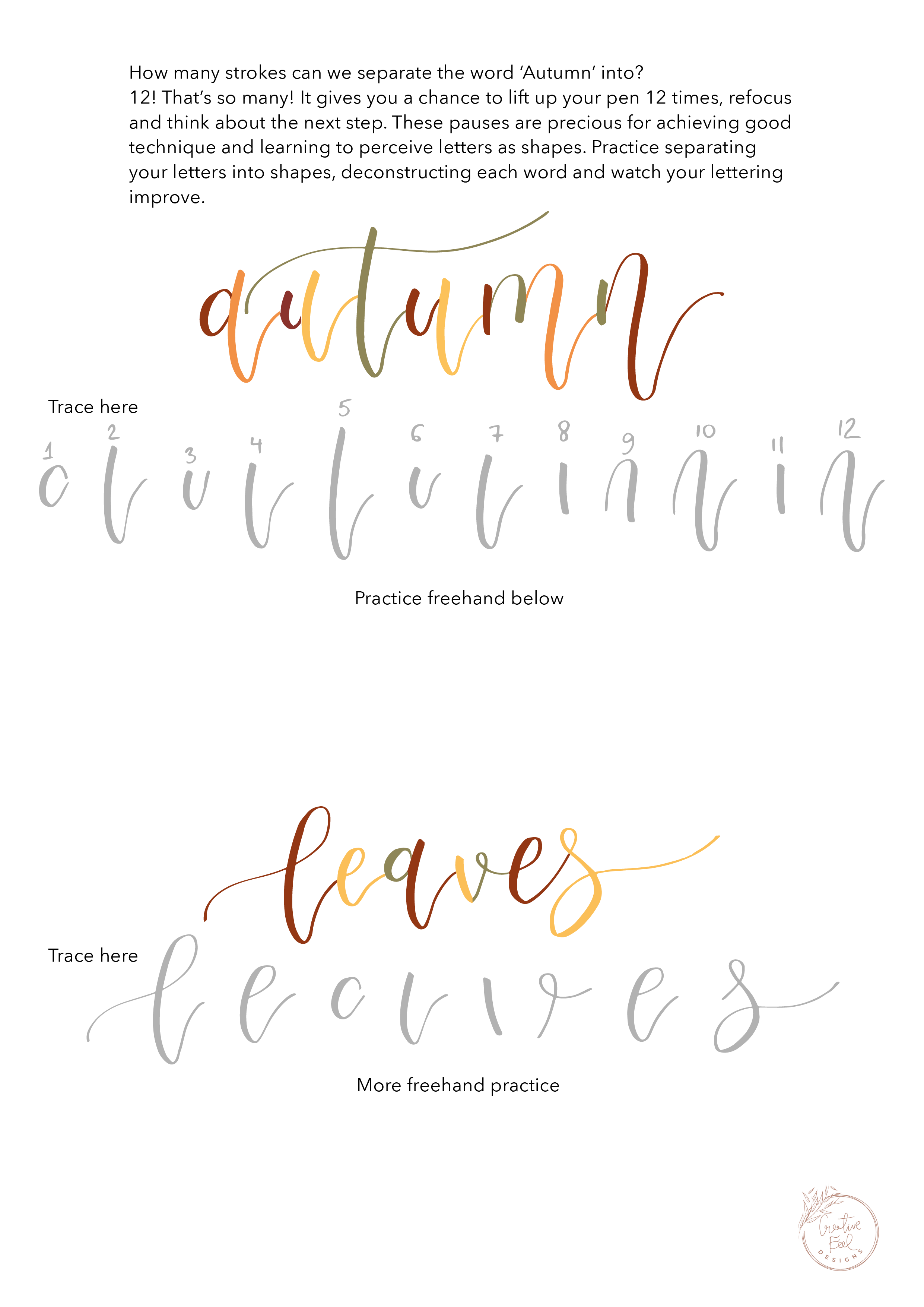 FREE Hand-Lettering Practise Sheets - Modern Calligraphy Courses and ...