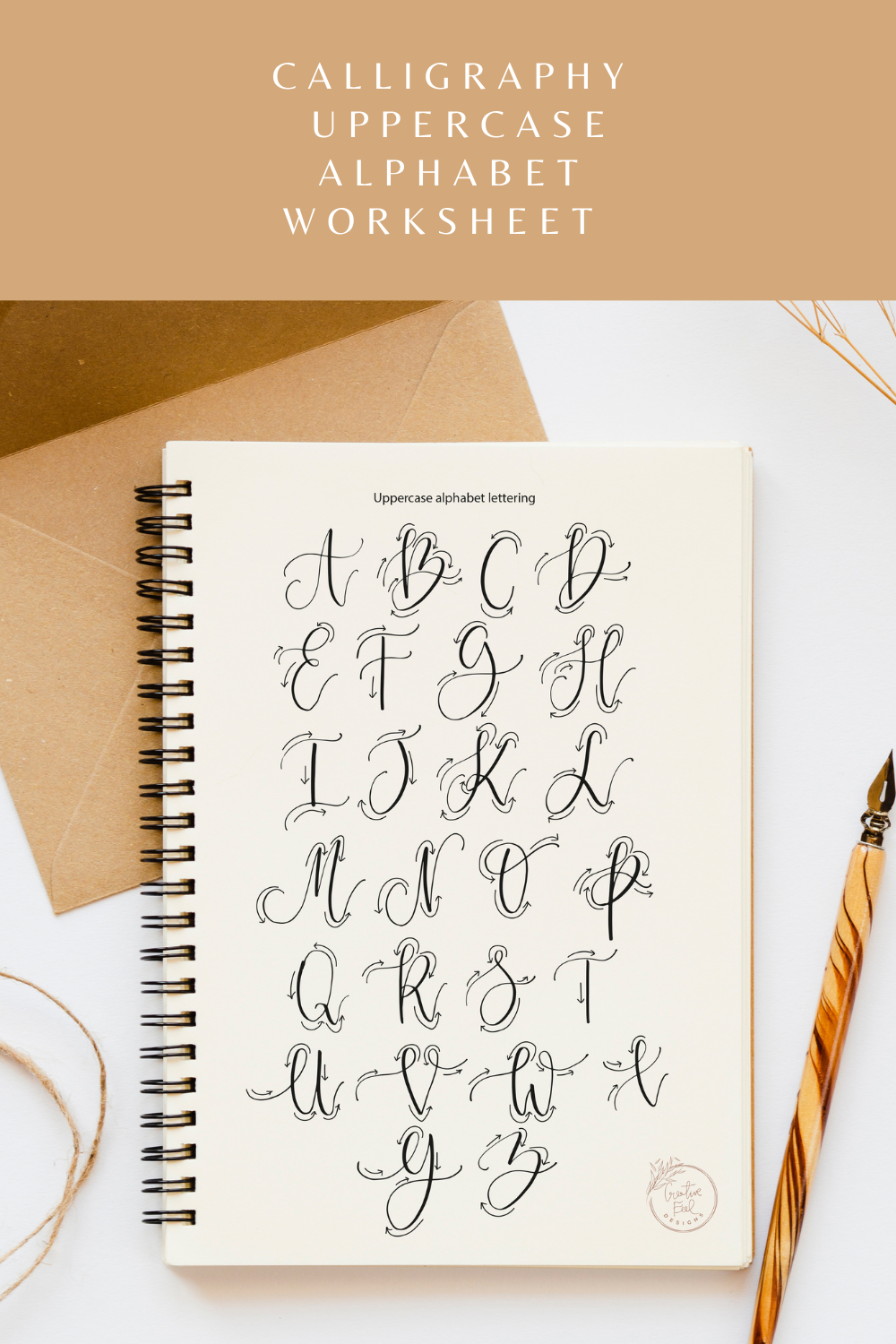 Uppercase Alphabet - Modern Calligraphy Worksheet - Modern Calligraphy ...