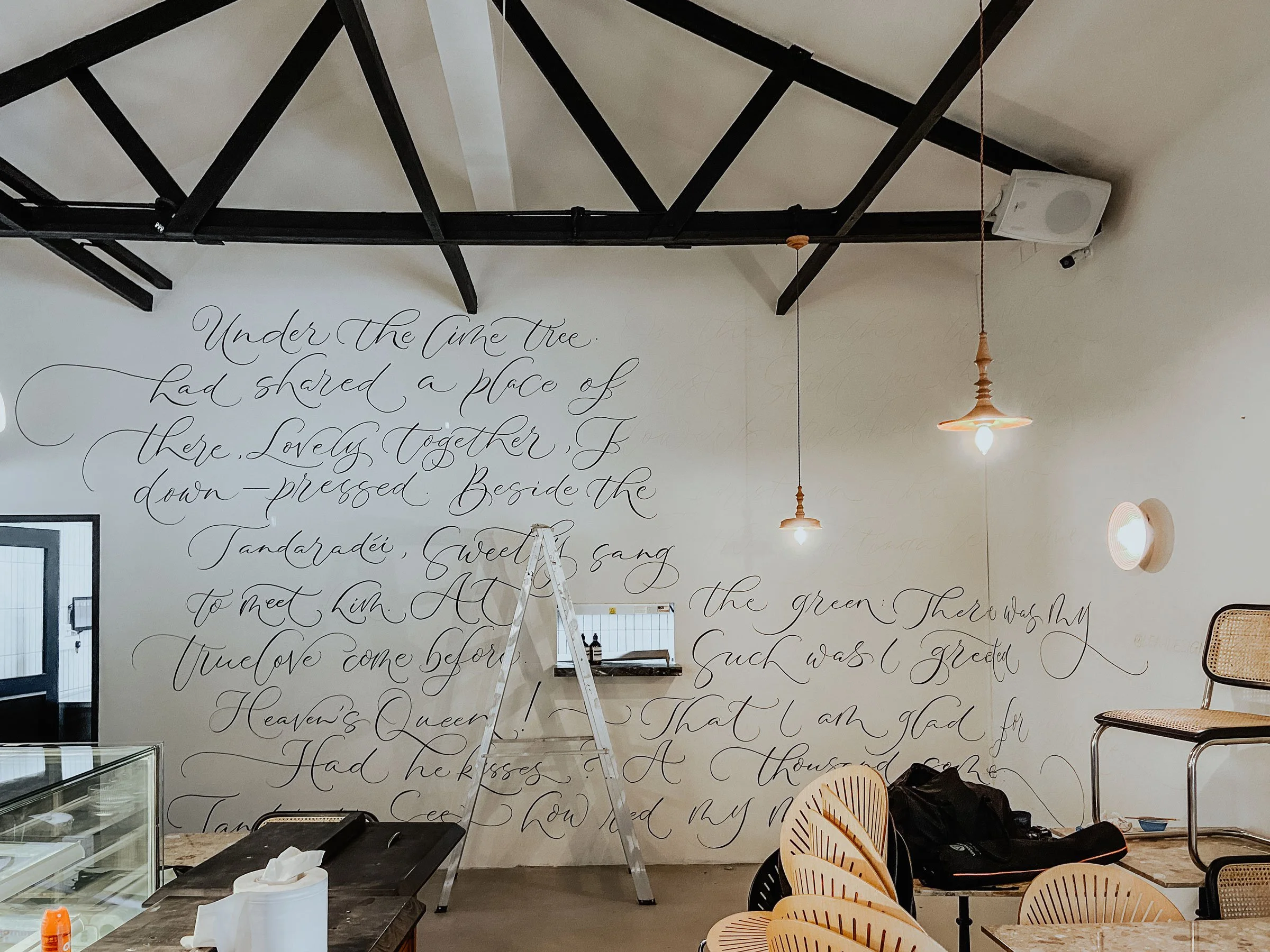 Under Der Linden | Calligraphy Wall Mural — Leah Design | Custom Hand ...