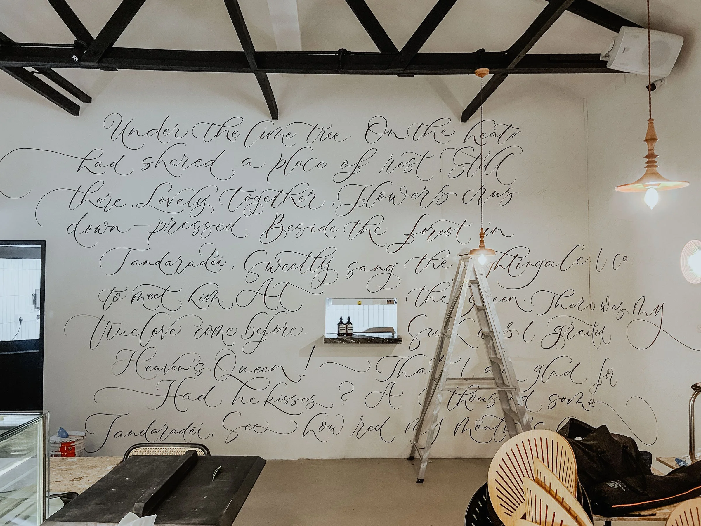 Under Der Linden | Calligraphy Wall Mural — Leah Design | Custom Hand ...