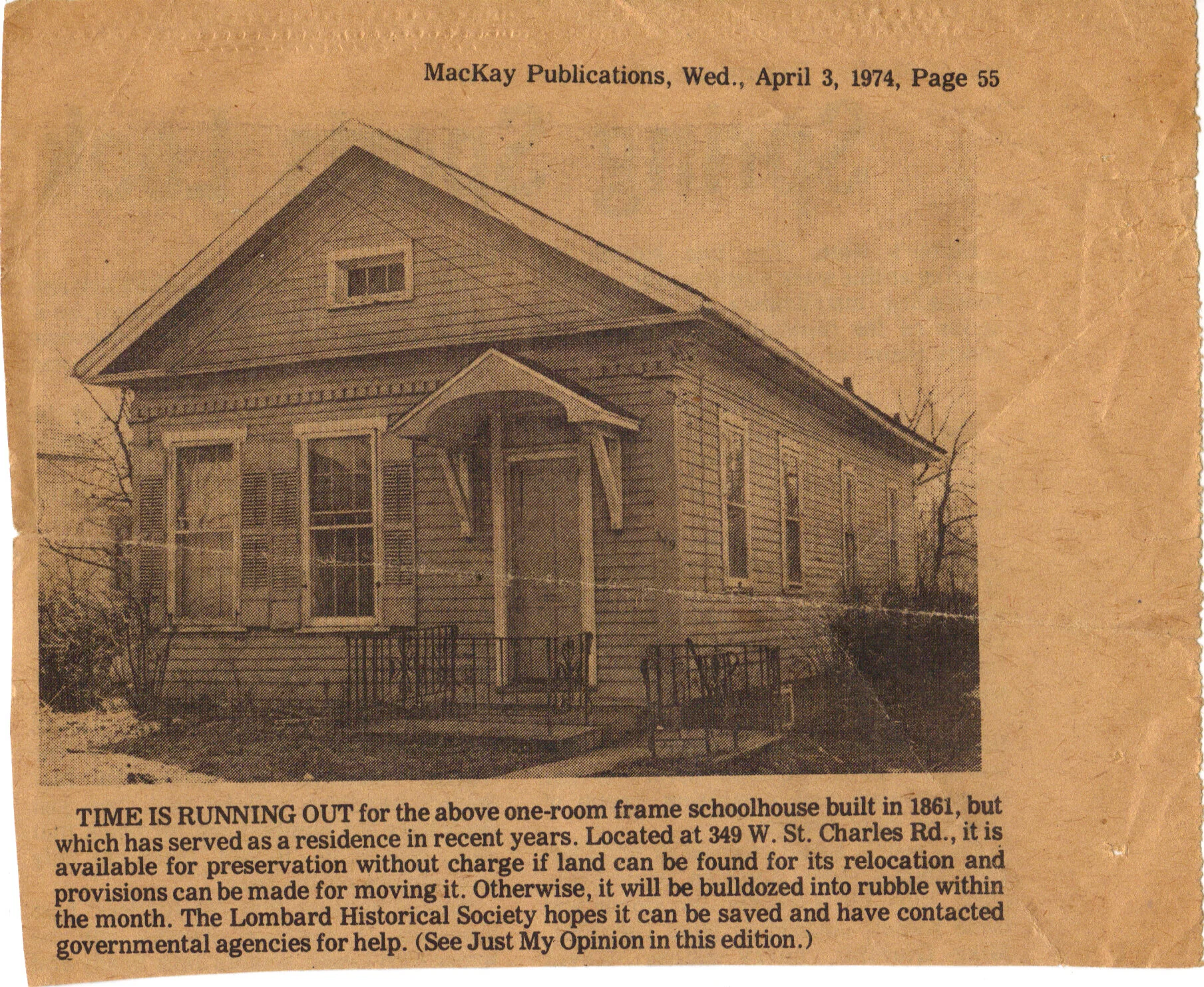Remembering the One Room School House — Lombard Historical Society