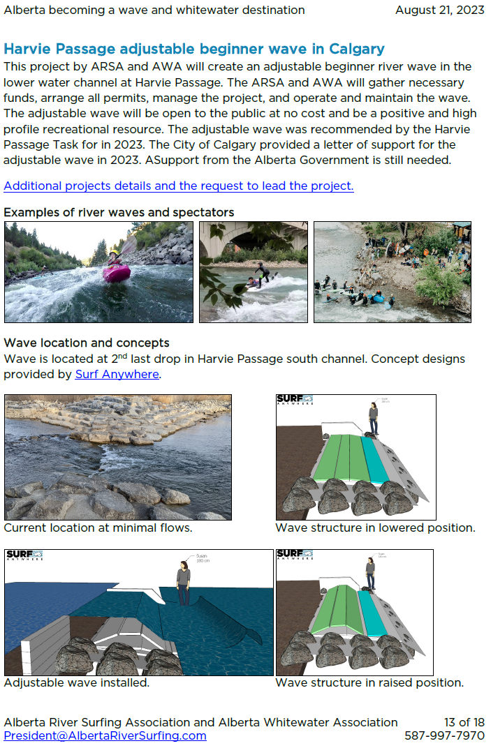 Current Wave Development Projects — Alberta River Surfing Association