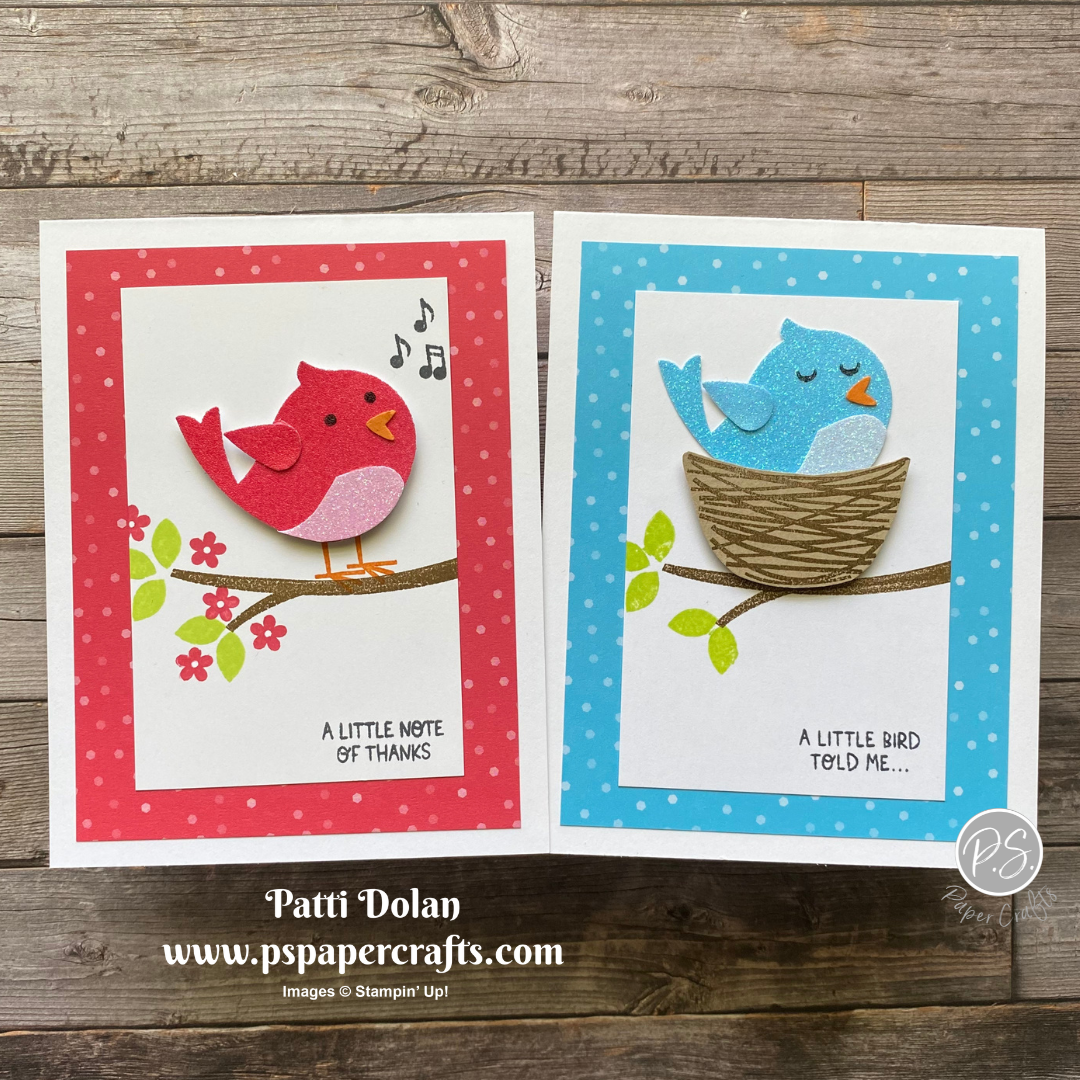 Adorable Songbird Cards Using In Color Glimmer Paper — P.S. Paper Crafts