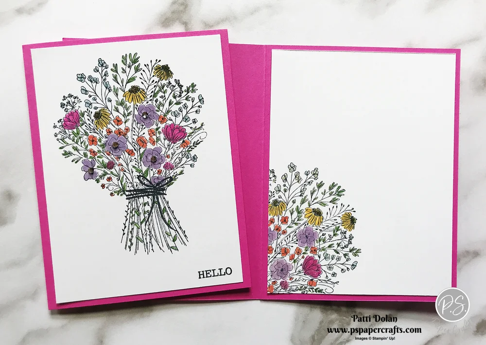 Hand-Drawn Blooms Hello Card — P.S. Paper Crafts