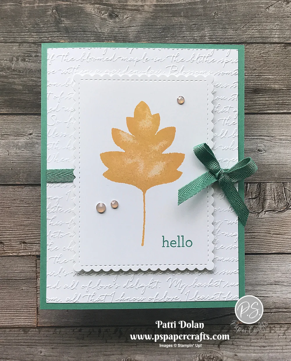 Simple Hello Card using Love Of Leaves — P.S. Paper Crafts
