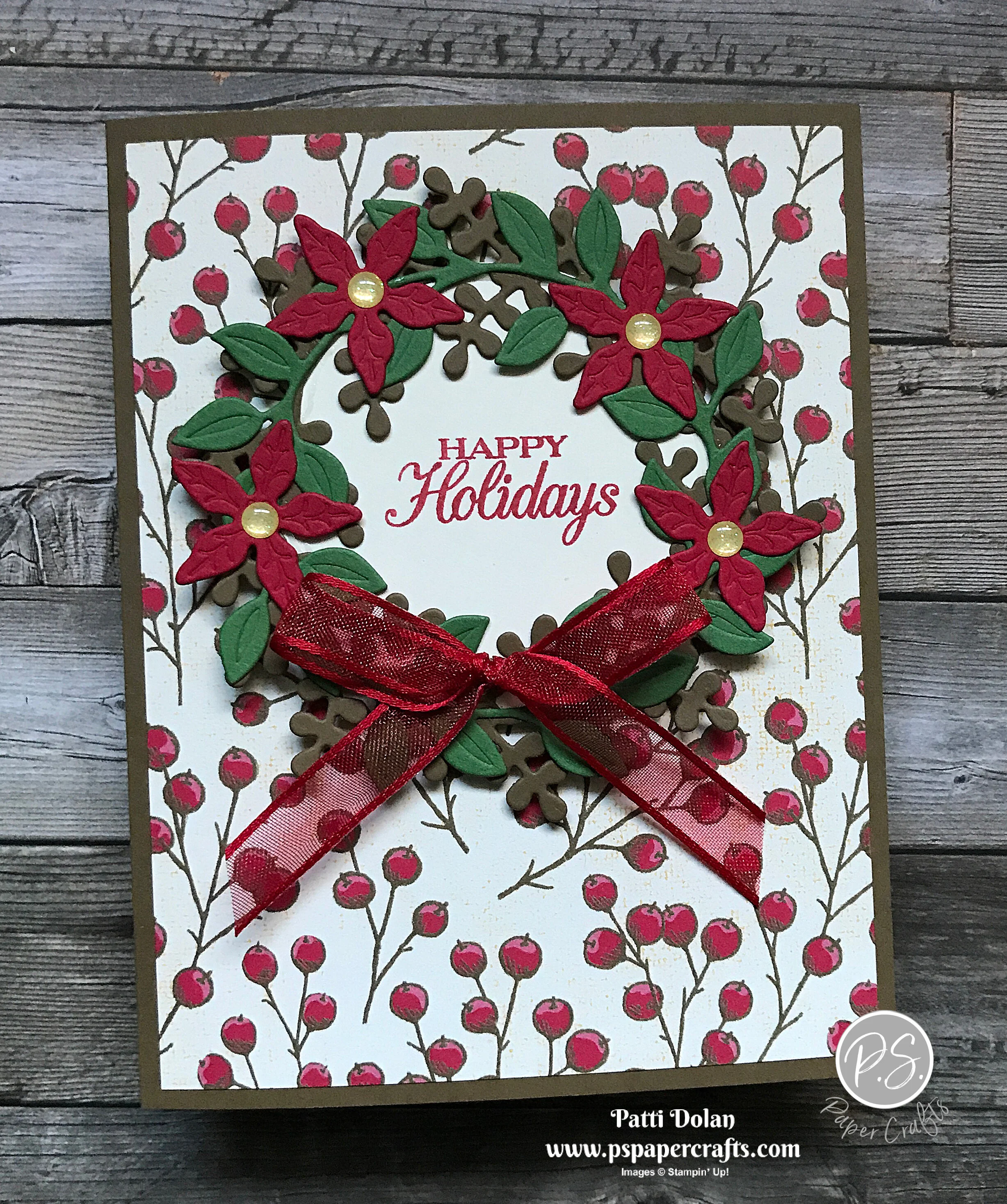 Rustic Poinsettia Holiday Wreath — P.S. Paper Crafts