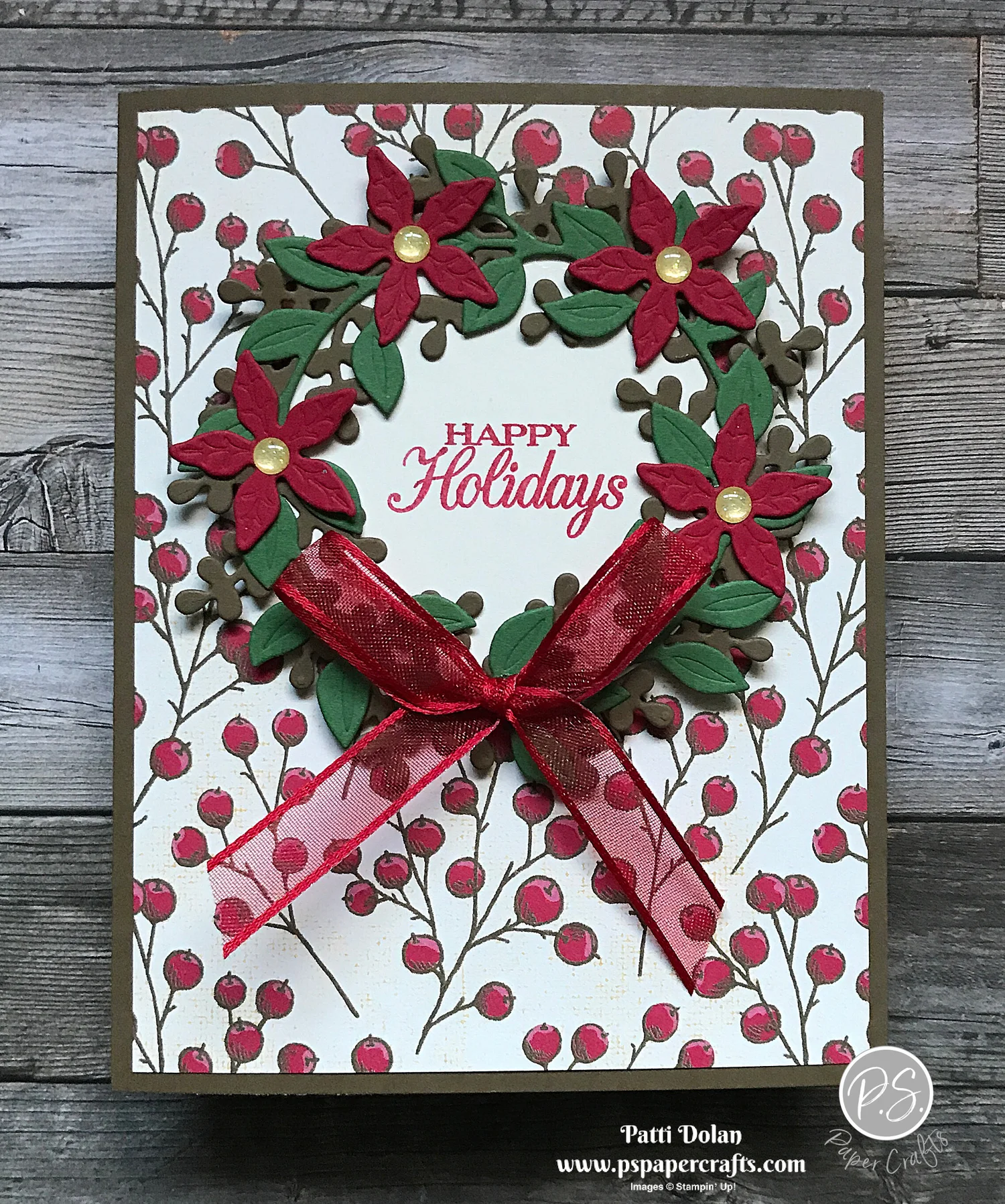 Rustic Poinsettia Holiday Wreath — P.S. Paper Crafts