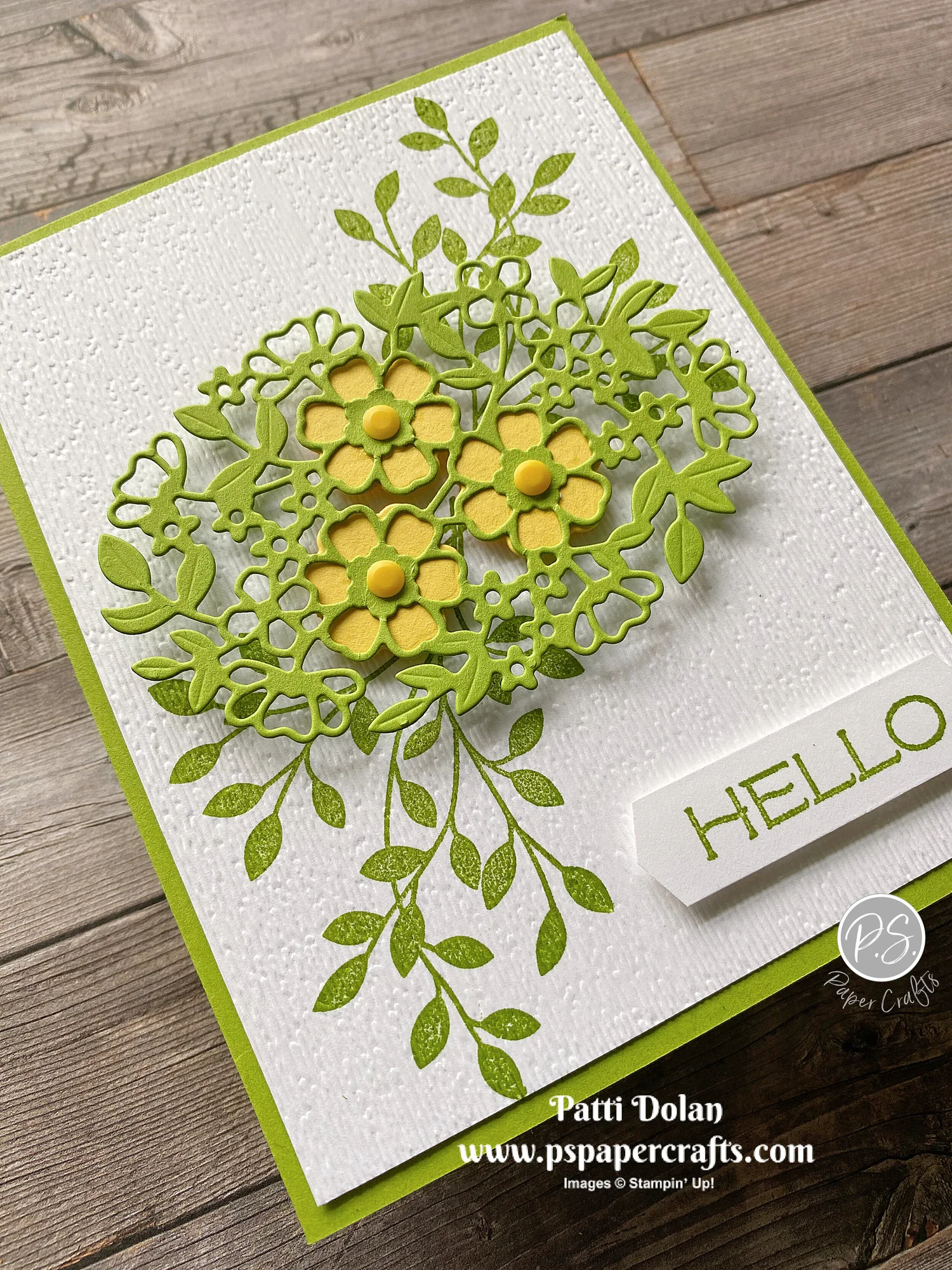 Vine Design Hello Card — P.S. Paper Crafts