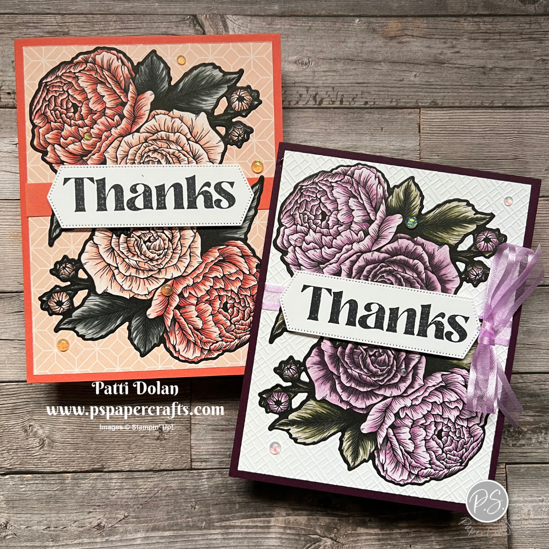 Gorgeous Fragrant Flowers Thanks Card — P.S. Paper Crafts