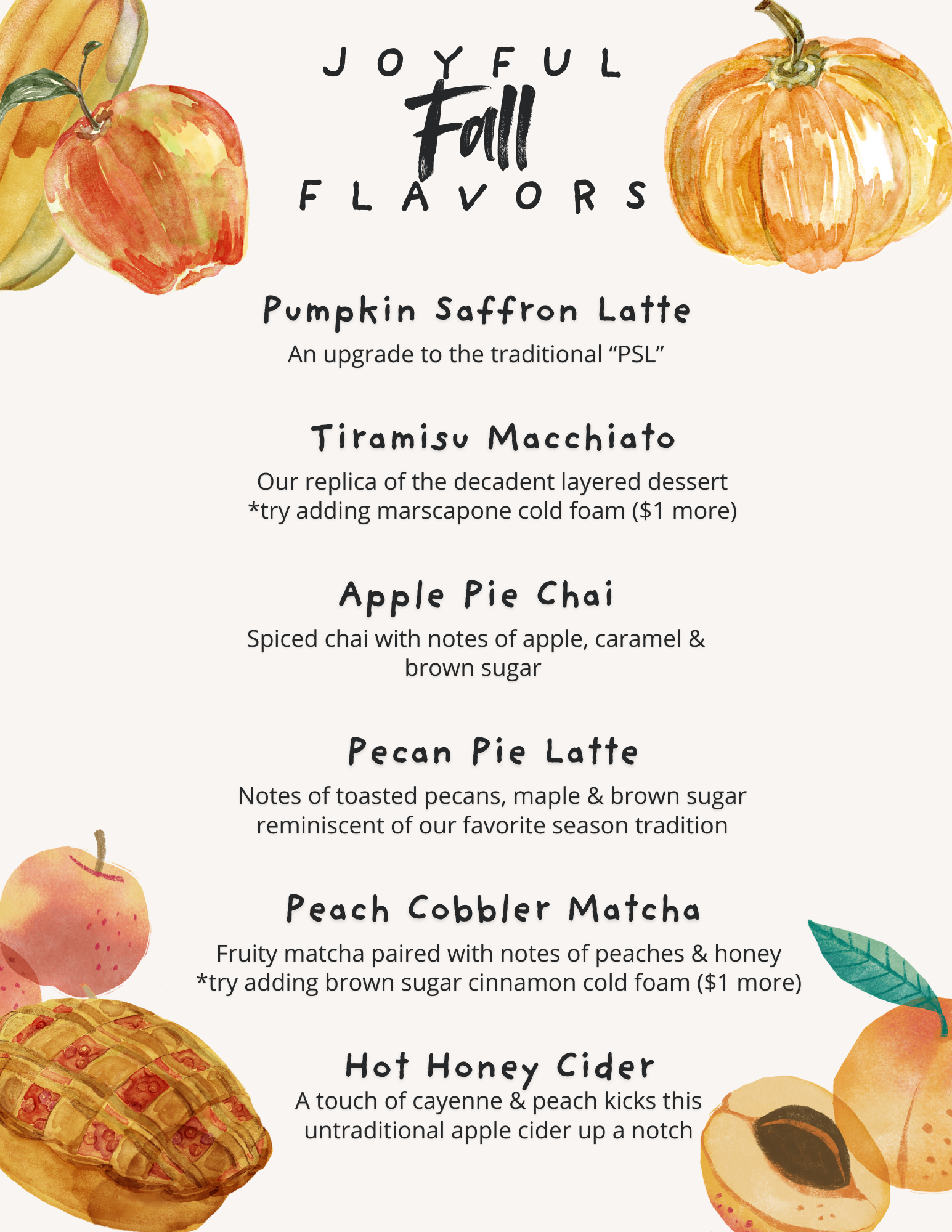 Menu 1 — Joy Bar Coffee Co.