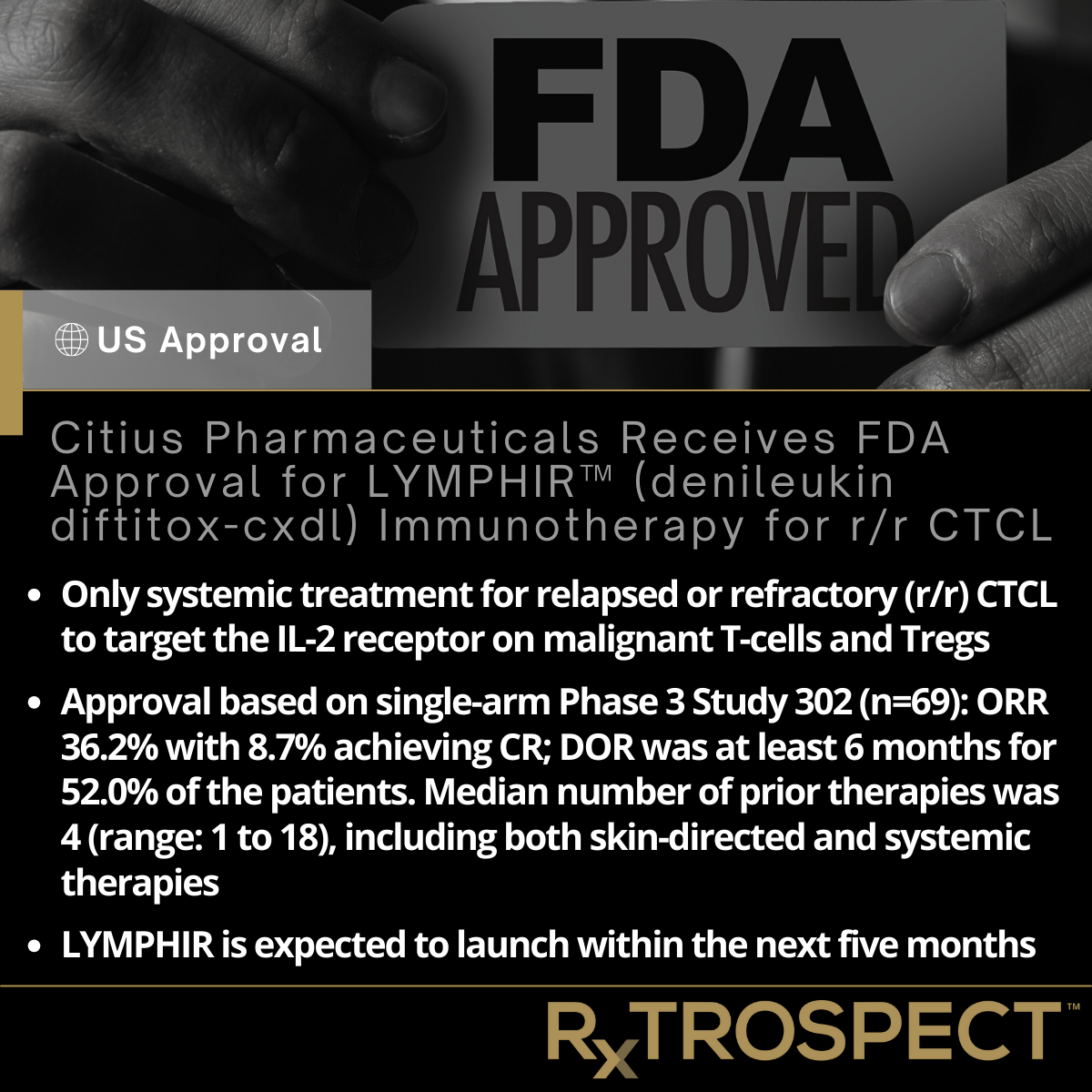 RxTROSPECT — Citius Pharmaceuticals Receives FDA Approval for LYMPHIR ...