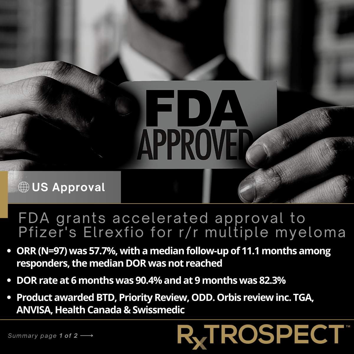 RxTROSPECT — FDA grants accelerated approval to Pfizer's Elrexfio for r ...