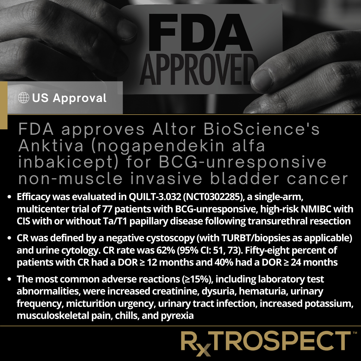 RxTROSPECT — FDA approves Altor BioScience's Anktiva (nogapendekin alfa ...