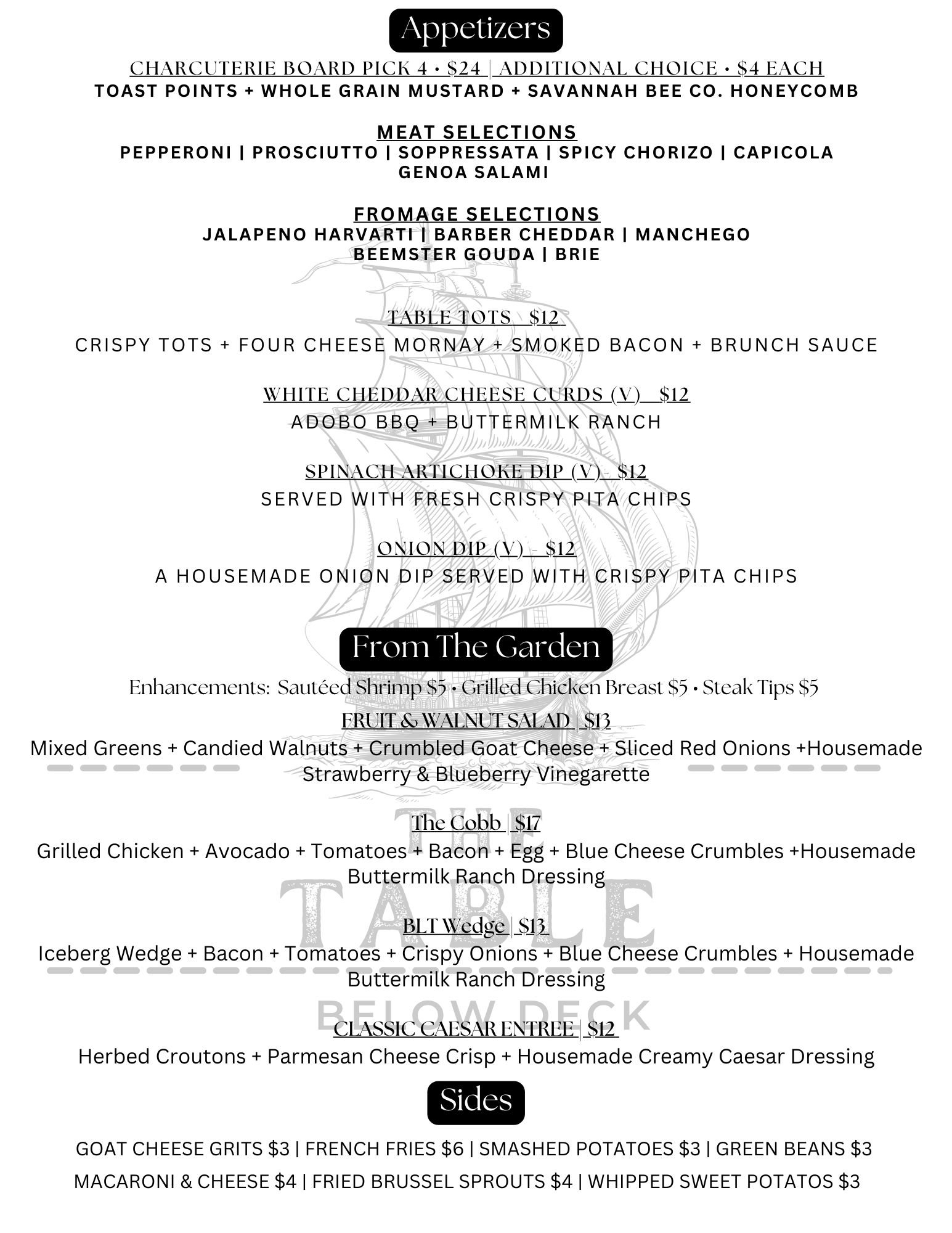 Lunch Menu — The Table