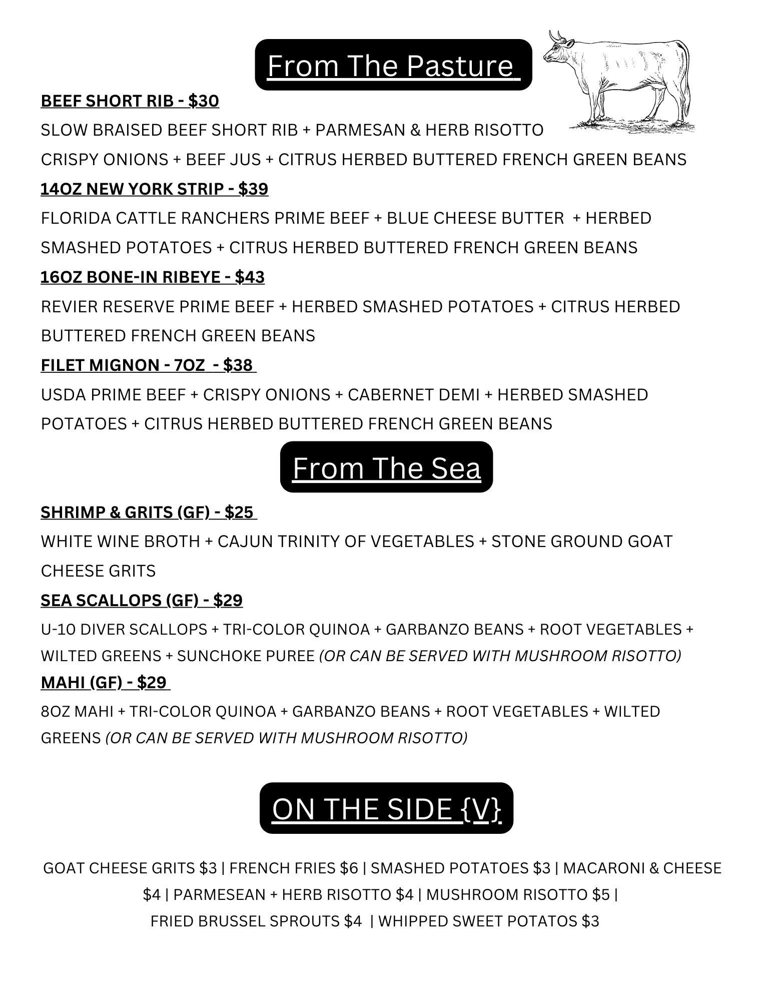 Dinner Menu — The Table