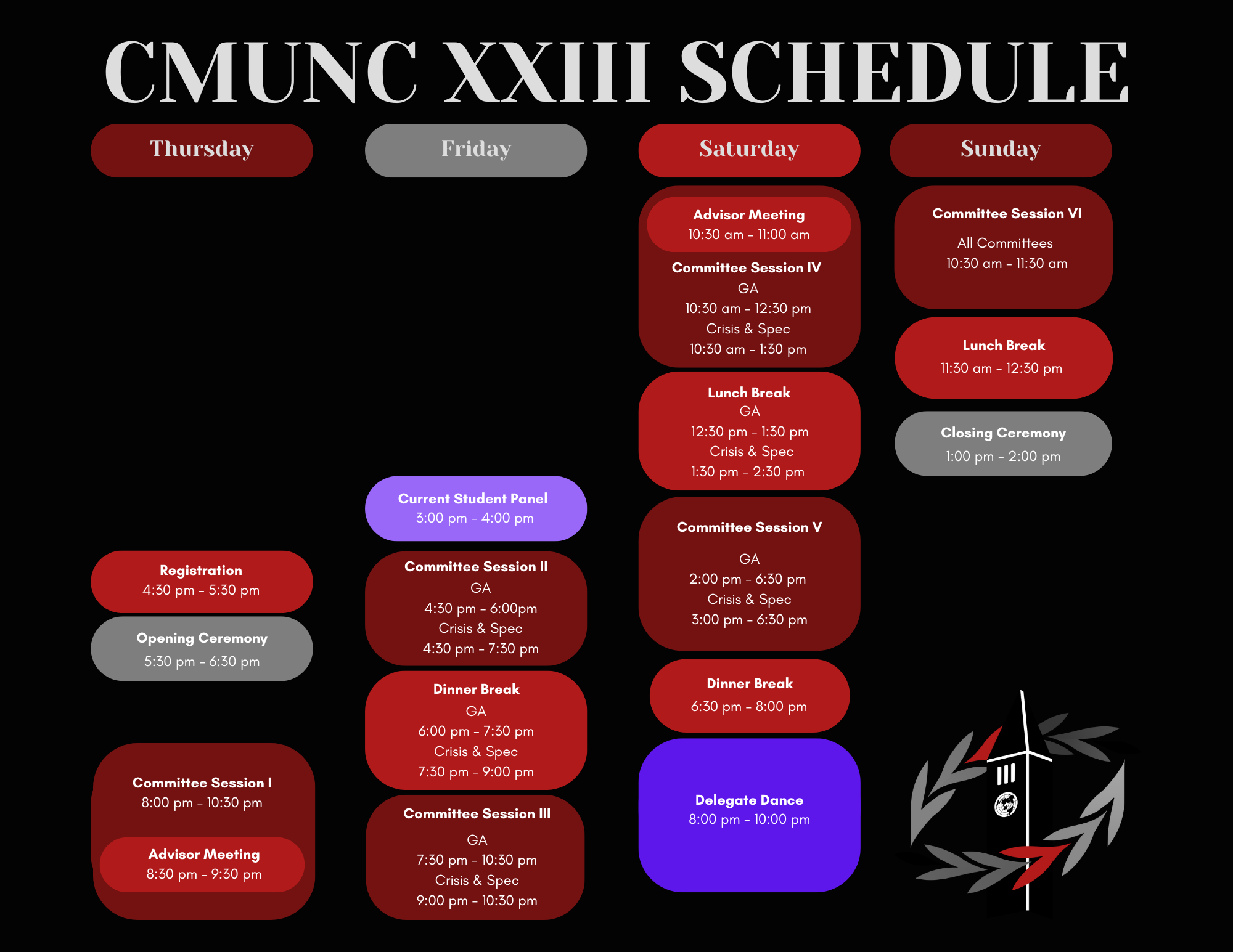 Schedule — Cornell Model UN Conference