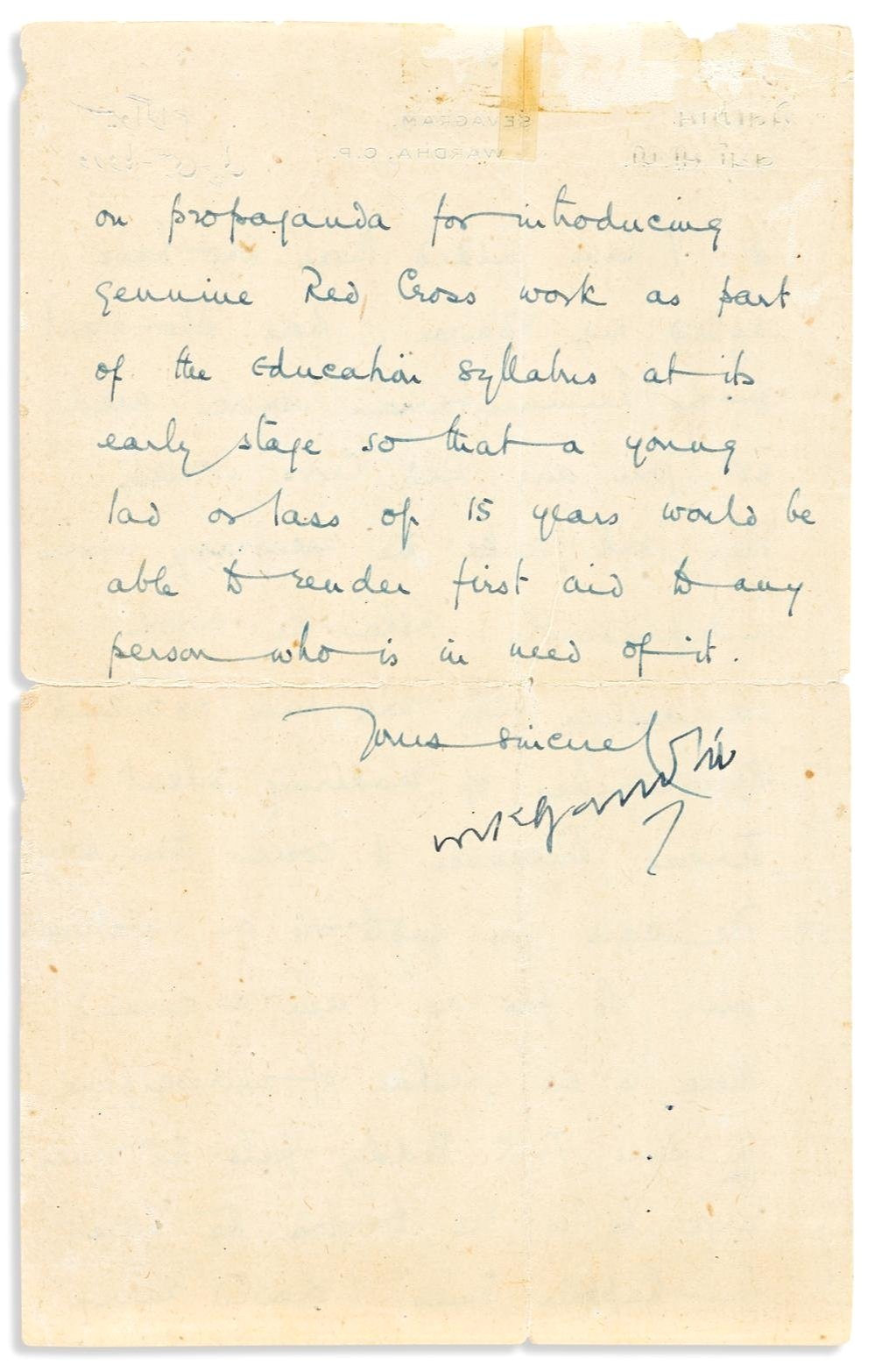 MOHANDAS (MAHATMA) GANDHI signed letter for sale — American Historical ...