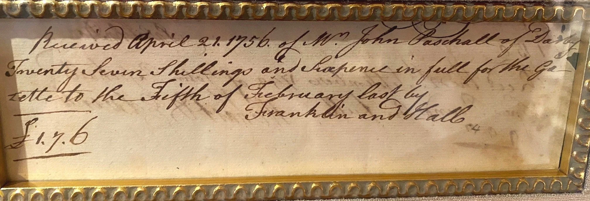 BENJAMIN FRANKLIN SIGNED DOCUMENT FOR SALE — American Historical Guild