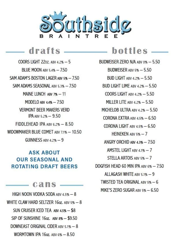 Drink | SouthSide Tavern Restaurant in Braintree | Restaurants in ...