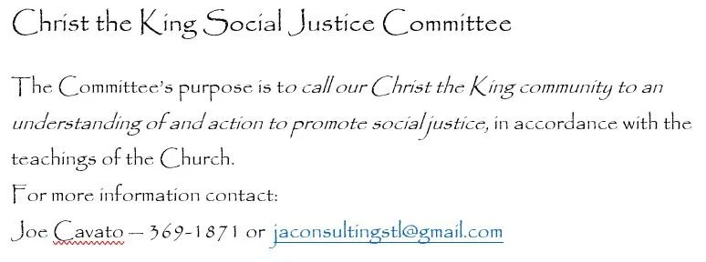 Social Justice Committee — Christ the King Catholic Church - University ...
