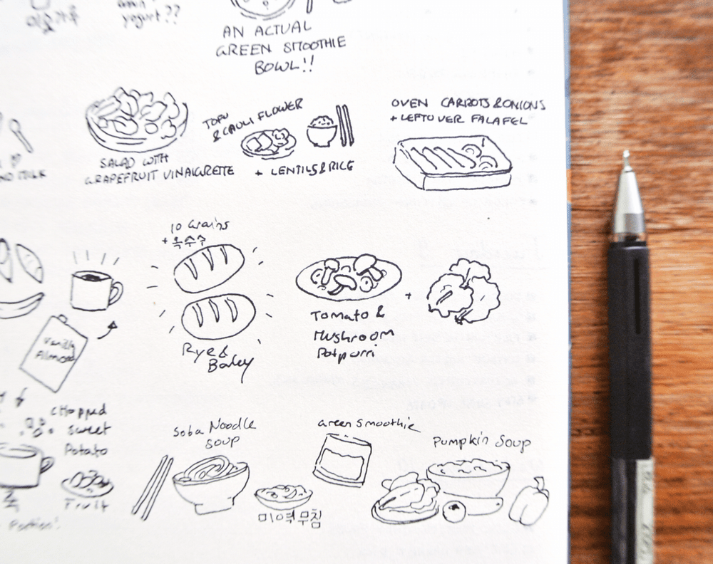 What to Track in Your Journal - Meal Planning Drawings — Evelyne Park | Art