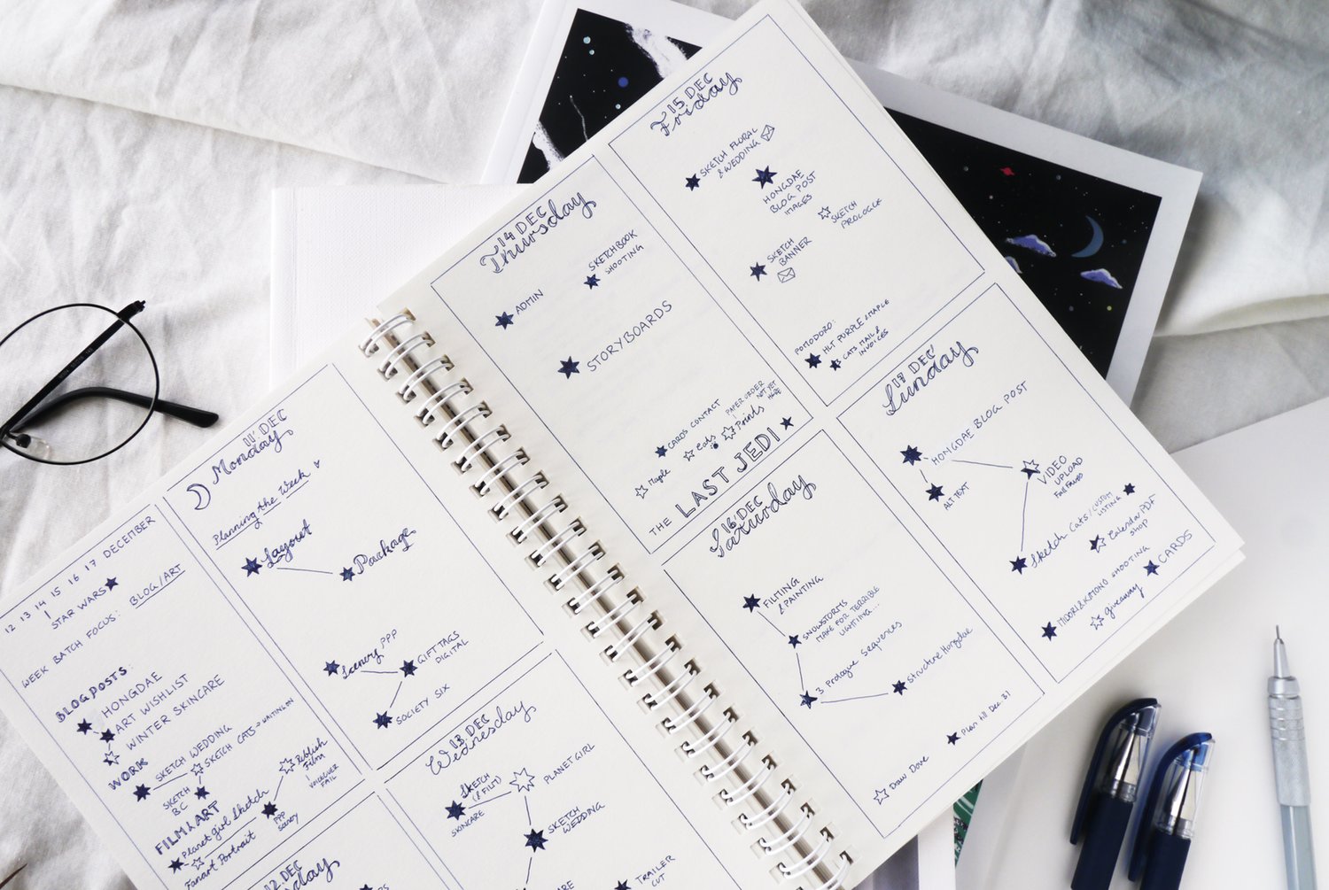 Layout Ideas for the Bullet Journal: Moon & Stars — Evelyne Park | Art