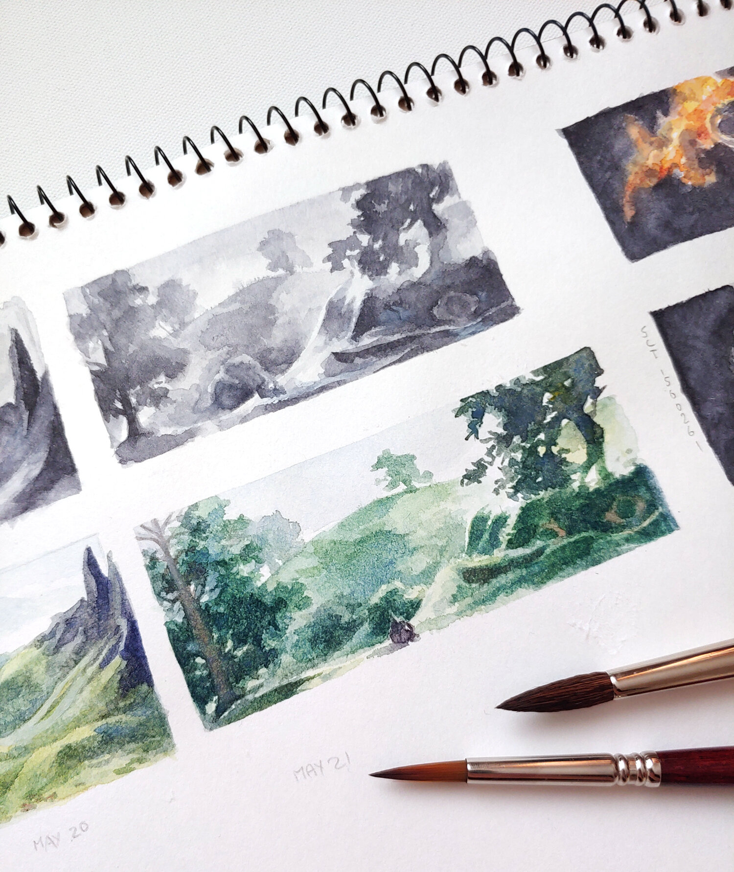 A Week of (mixed-media) Landscapes | Art Study Session — Evelyne Park | Art