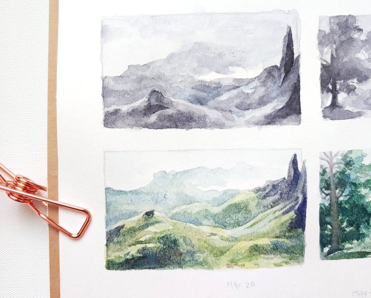 A Week of (mixed-media) Landscapes | Art Study Session — Evelyne Park | Art