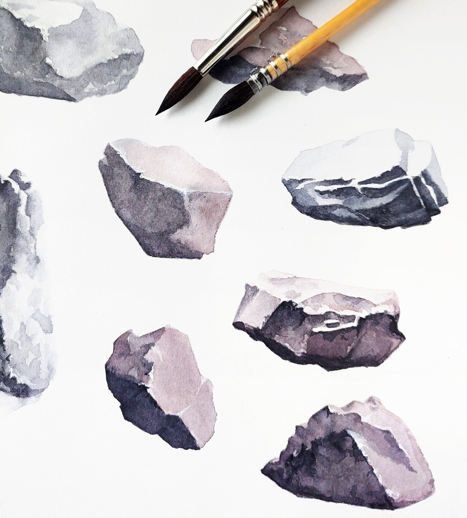 How To Draw Rocks Watercolor