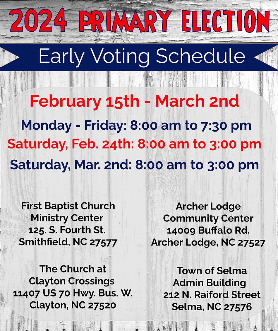 PRIMARY Early Voting 2024 February 15-Mar 2 — Johnston County ...