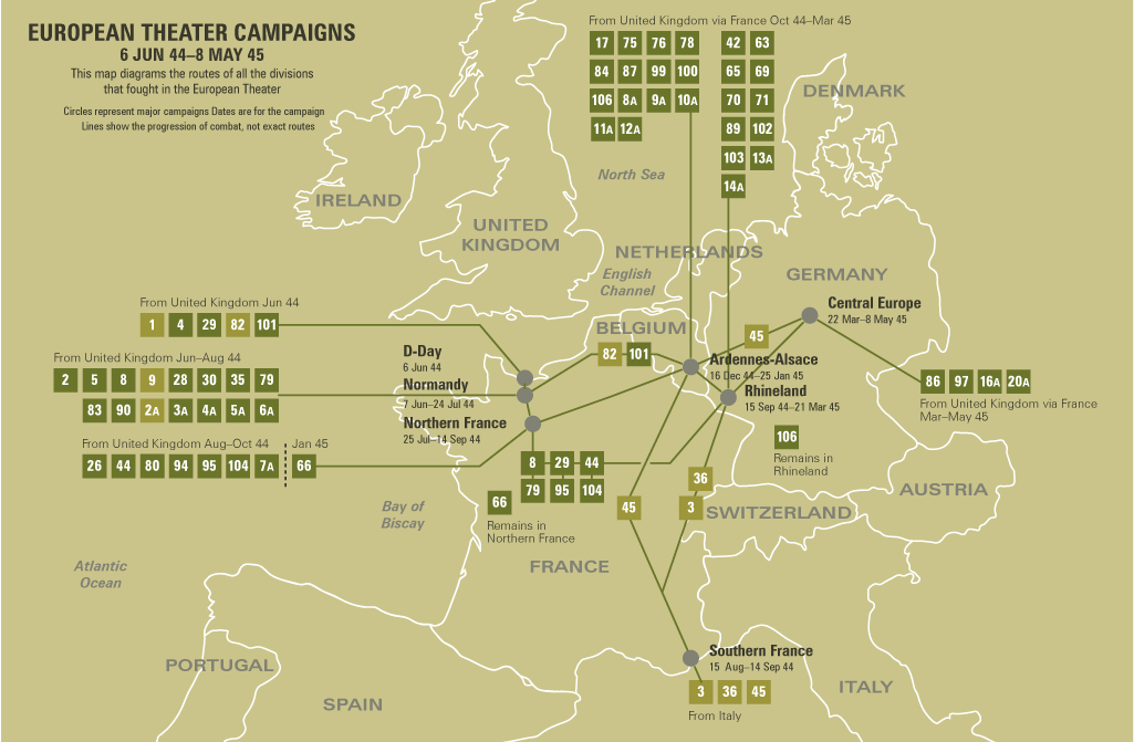 European Theater in World War II — US Army Divisions