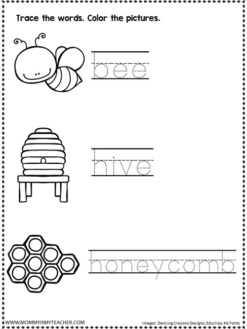 Bees Printables and Bees Worksheets — Mommy is My Teacher