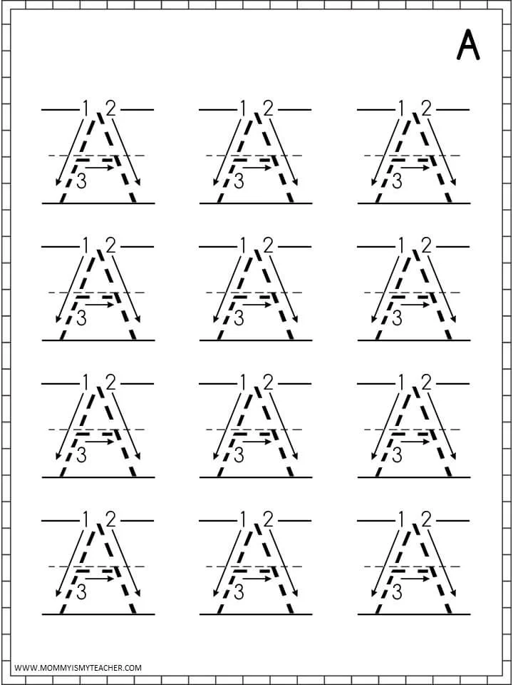 Trace The Letter A Free Printable Writing Maternelle Cpt Ponctuation ...