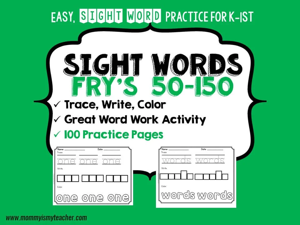 Sight Word Worksheets Bundle — Mommy is My Teacher