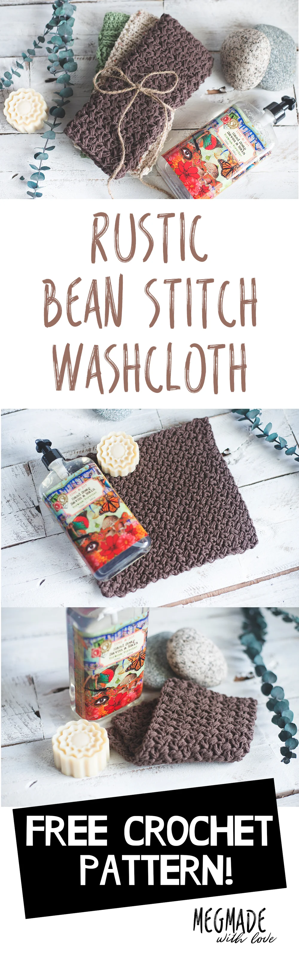 Rustic Bean Stitch Washcloth — Megmade with Love