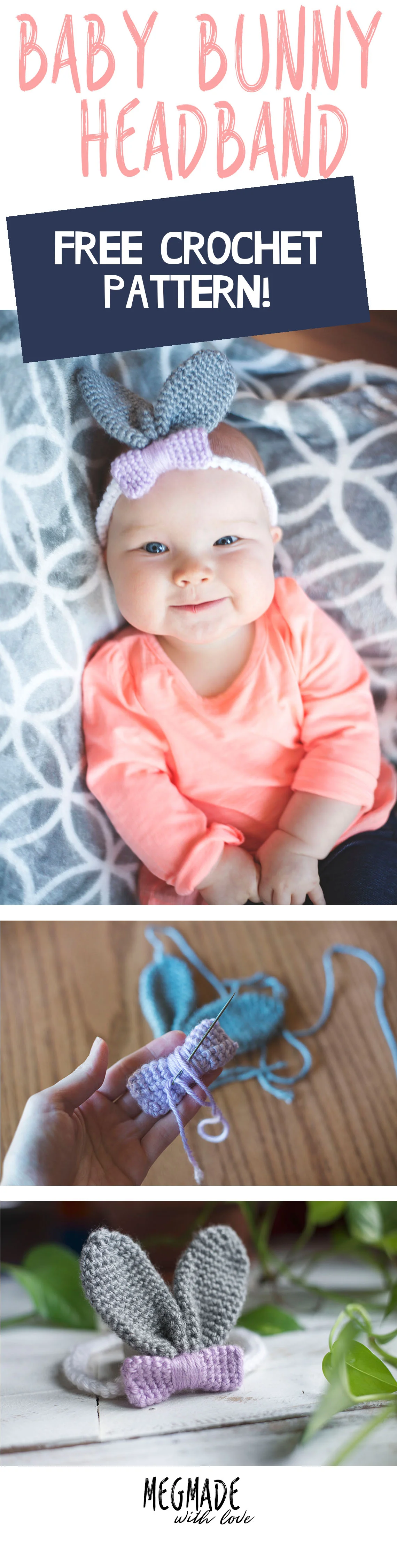 Baby Bunny Ears Headband Crochet Pattern — Megmade with Love