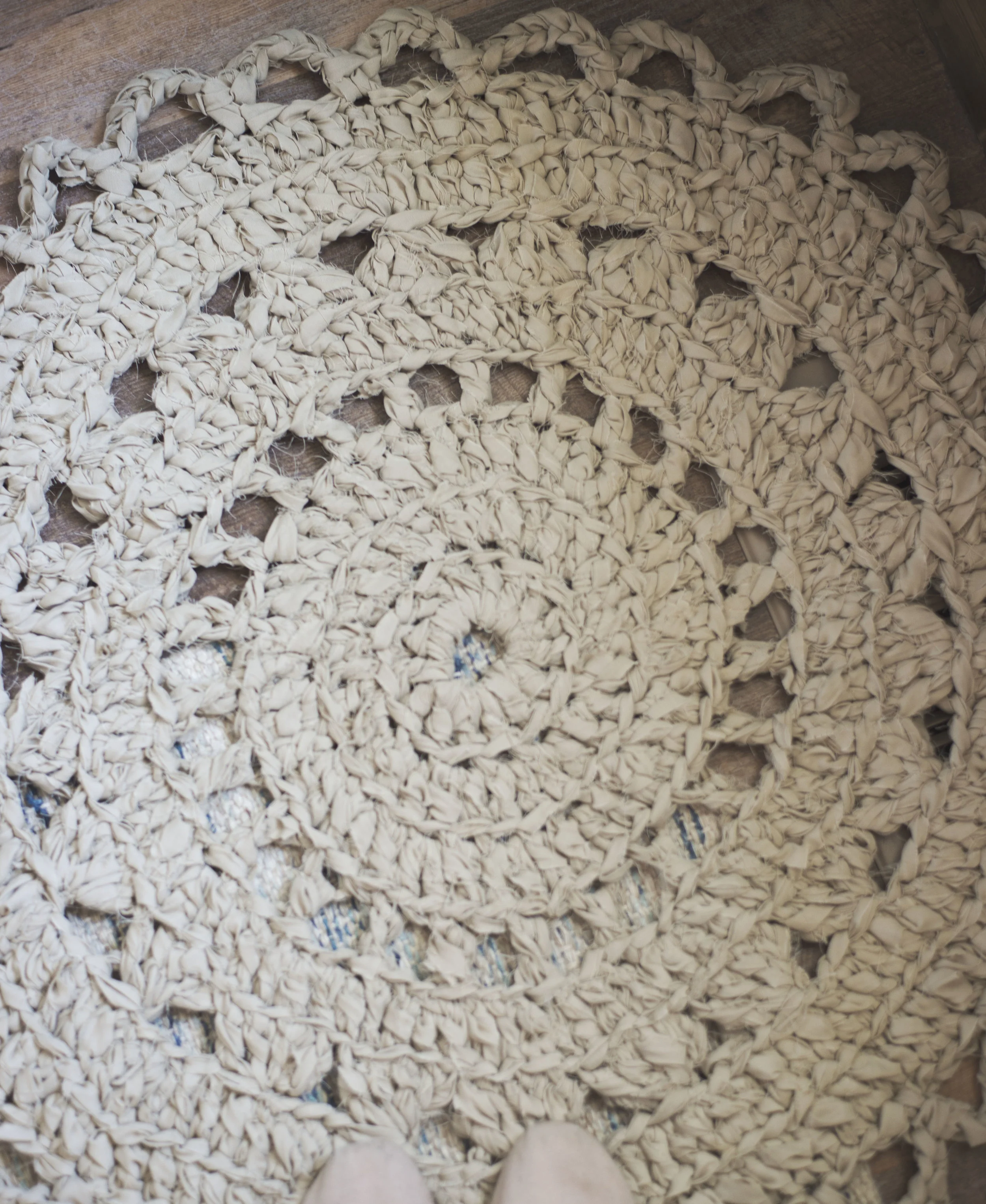 Crochet Pattern for a Doily Rag Rug Made from Bed Sheets — Megmade with ...