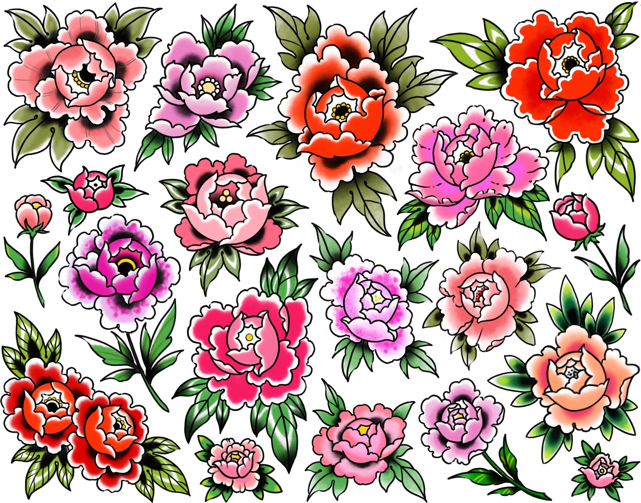 Floral tattoo flash | Orangetattooshop.com