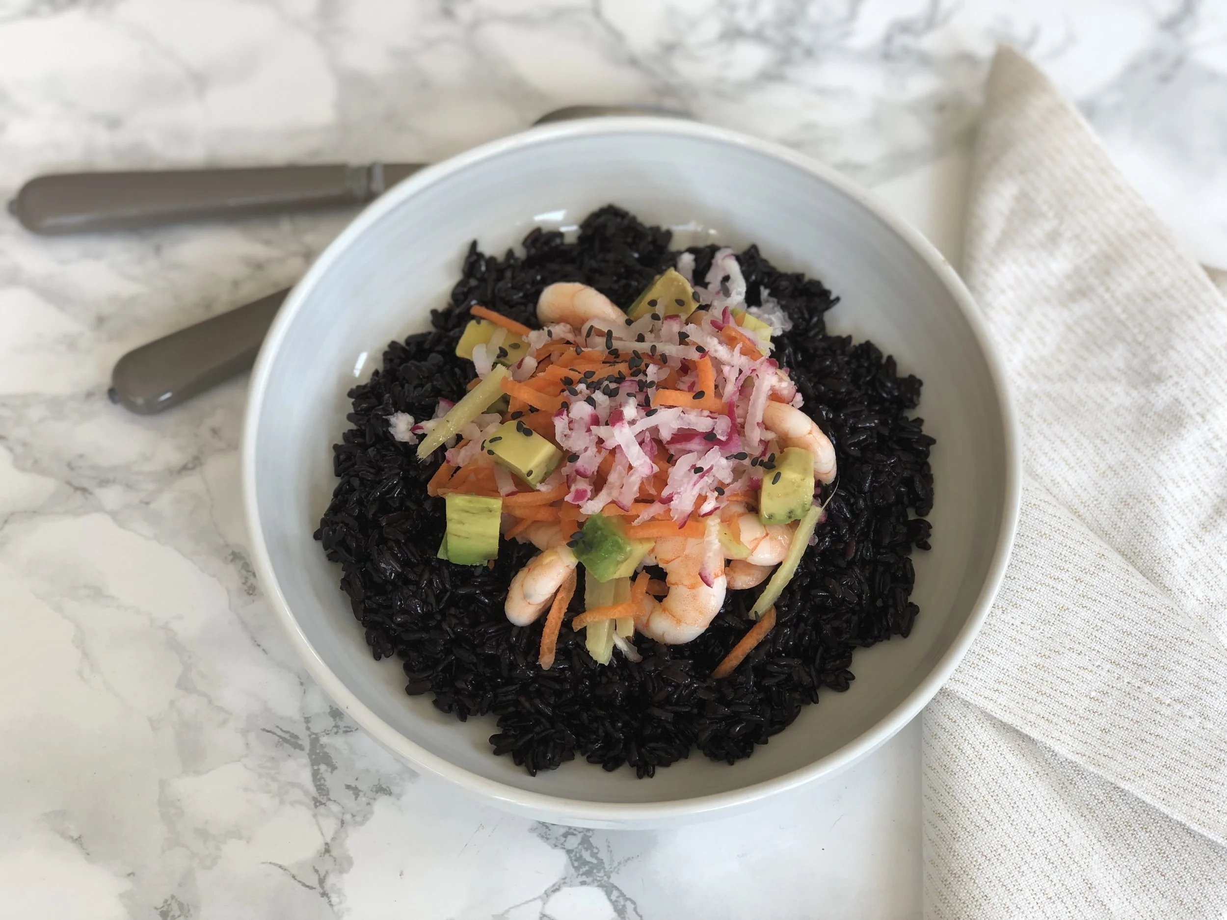 ginger prawns with coconut black rice — The Health Boost