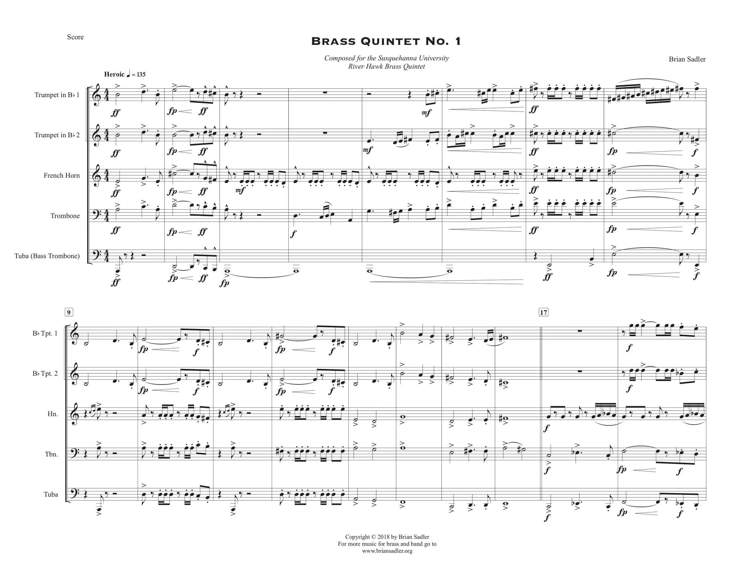 Store- Brass and Band Sheet Music — Brian Sadler, Composer