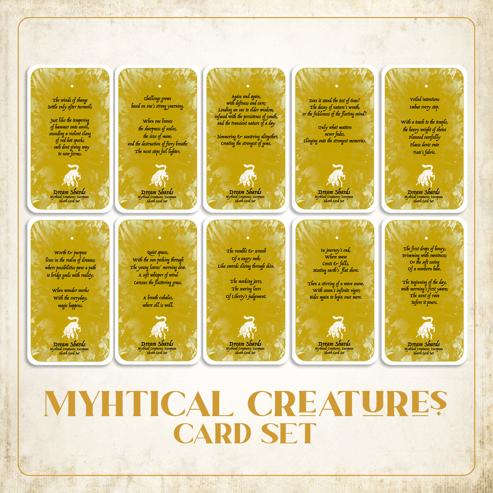 Mythical Creatures Art Prompt Cards