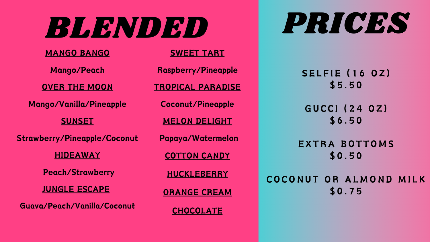 Menu — Boiseboba