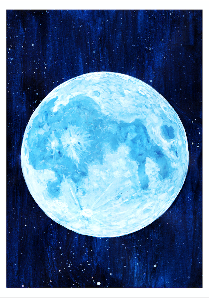July - Buck Moon - Full Moon Art Print — Drawn Together Art Collective ...