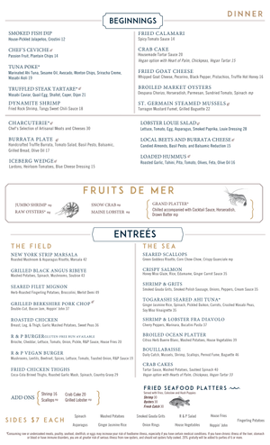 Dinner Menu — River & Post
