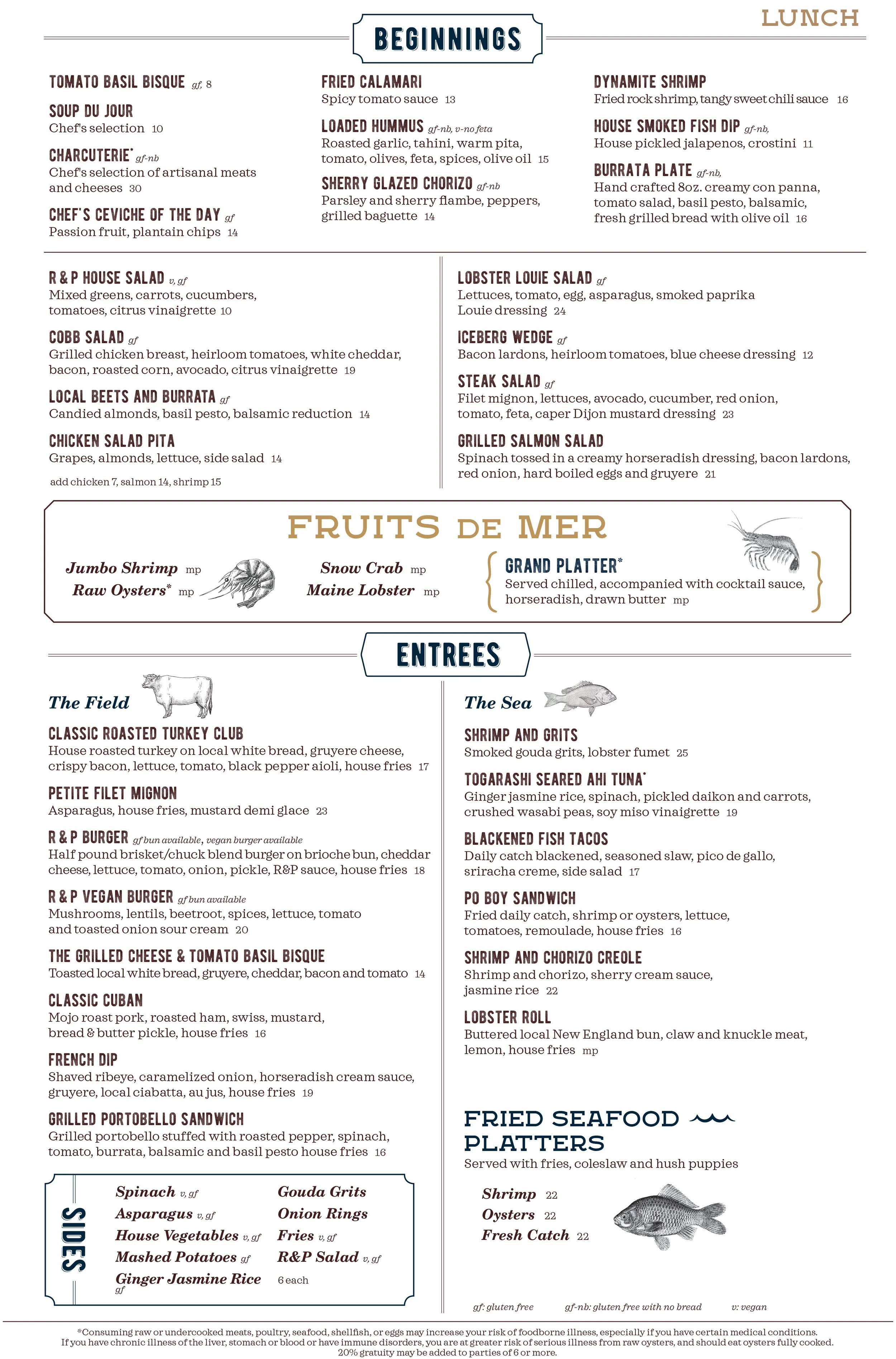 Lunch Menu — River & Post