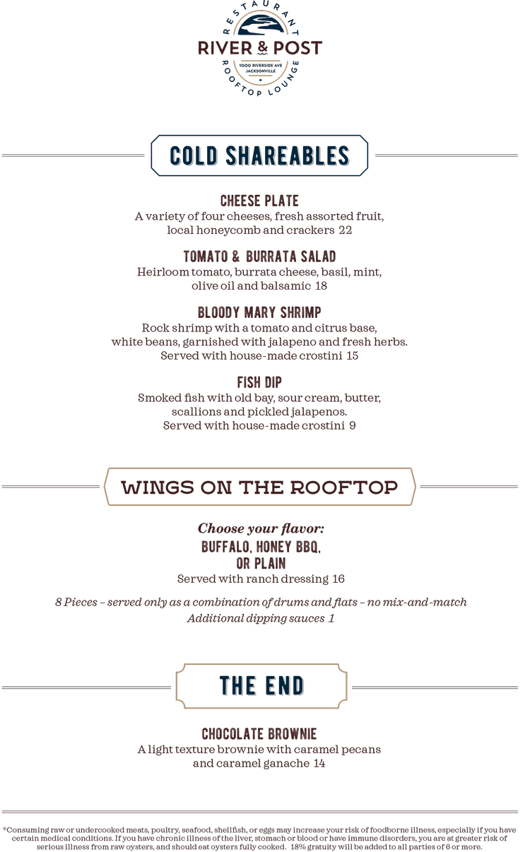 Rooftop Menu — River & Post