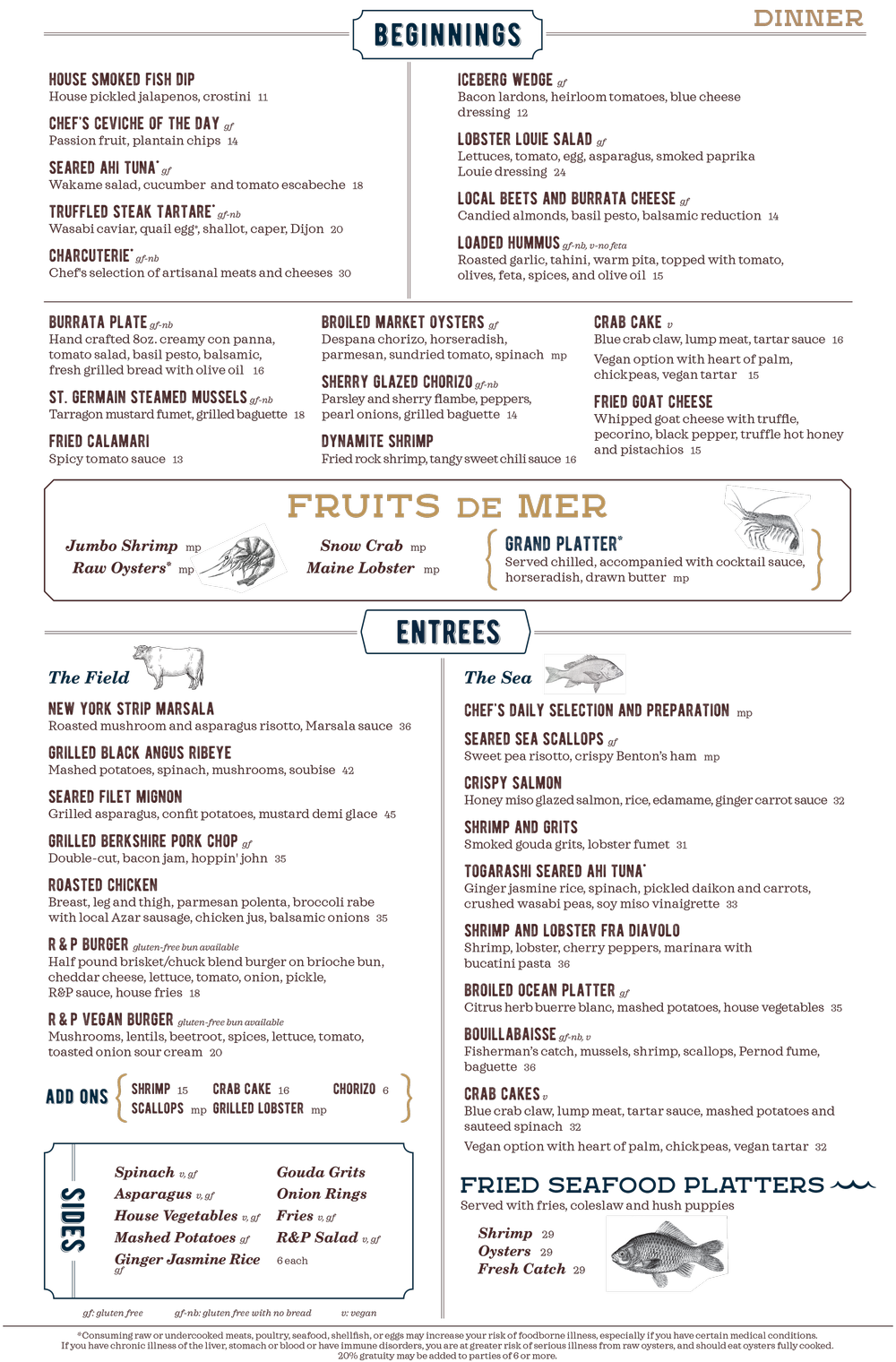 Dinner Menu — River & Post
