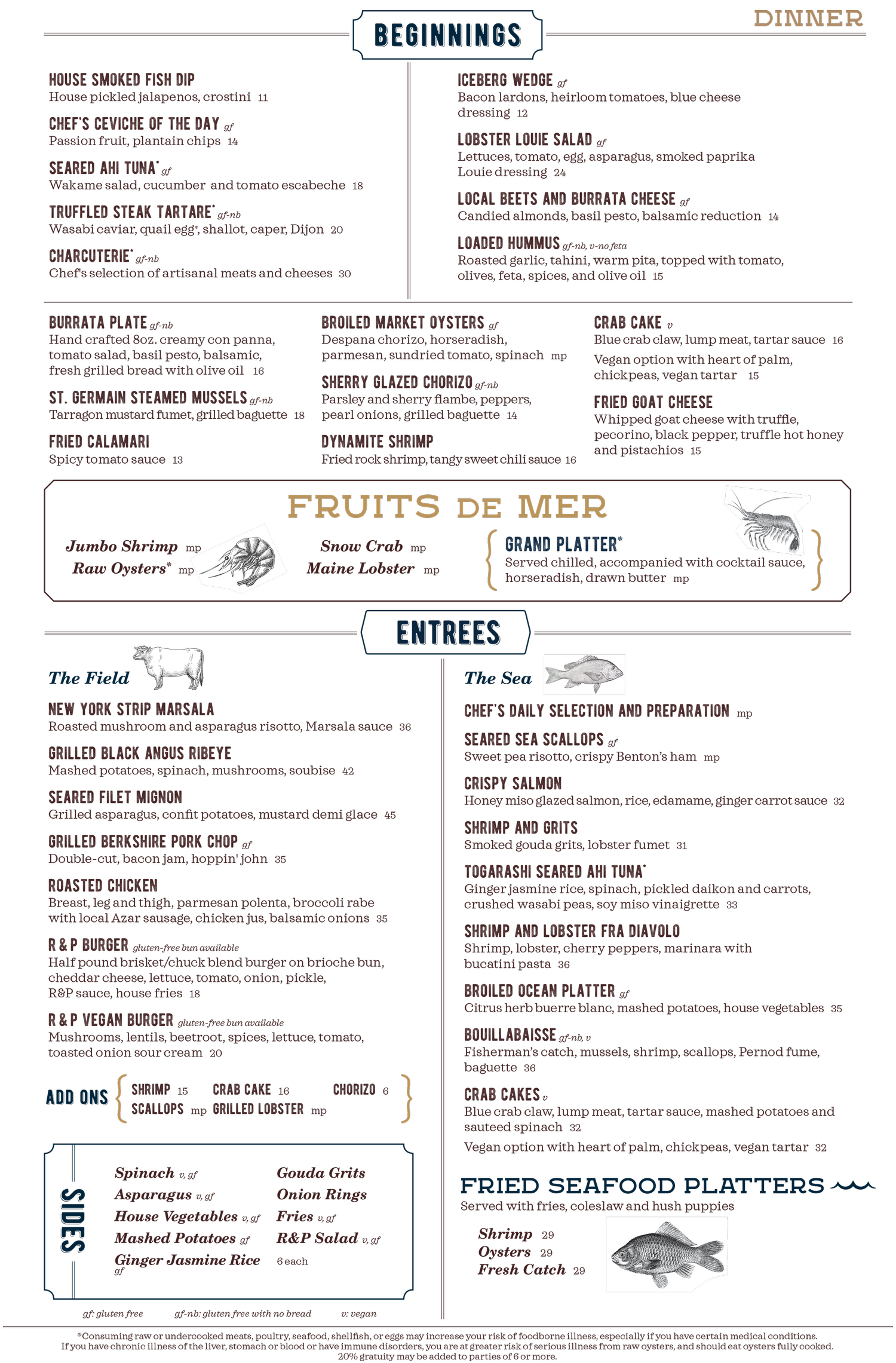 Dinner Menu — River & Post