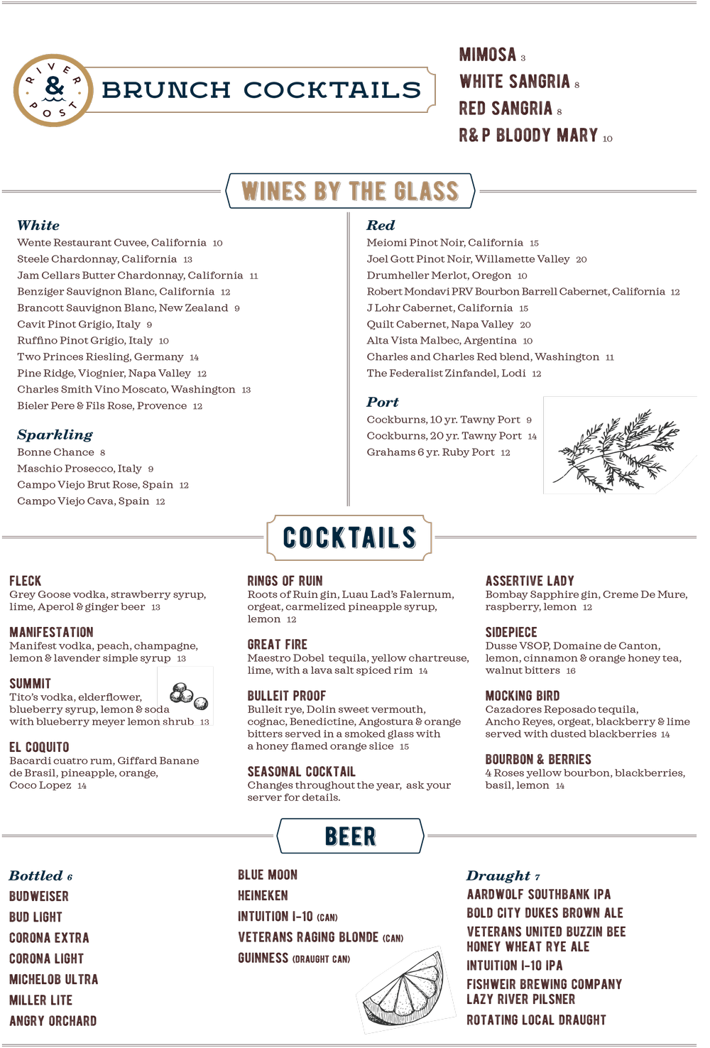 Brunch Menu — River & Post