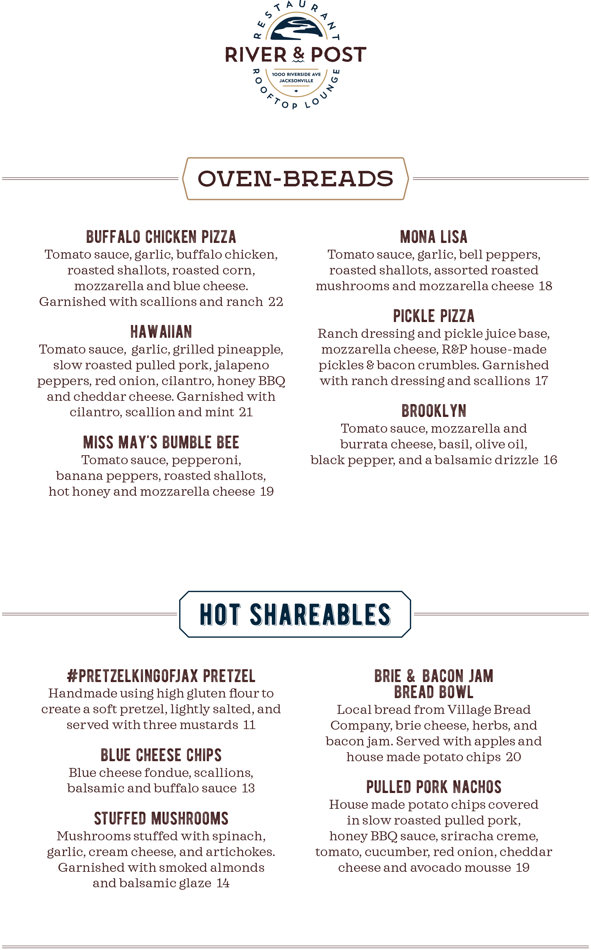 Rooftop Menu — River & Post